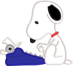 Snoopy's Typewriter Applique Embroidery Design | AnnTheGran.com