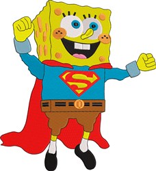 Sponge Bob Superman Embroidery Design | AnnTheGran.com