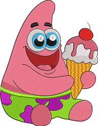 Patrick Star Ice Cream Embroidery Design | AnnTheGran.com