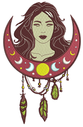 Moon Phases Lady Embroidery Design | AnnTheGran.com