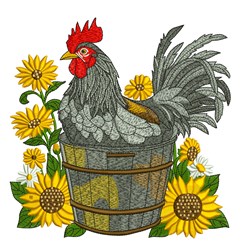 Sunflower Rooster Embroidery Design | AnnTheGran.com