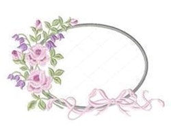 Oval Roses Frame Embroidery Design | AnnTheGran.com