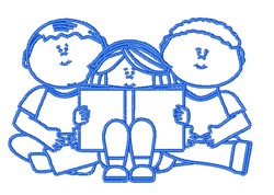 Children Reading Outline Embroidery Design | AnnTheGran.com